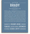 Brady Personalized Name Meaning Art Prints – Name Stories
