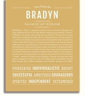 Bradyn Personalized Name Meaning Art Prints – Name Stories