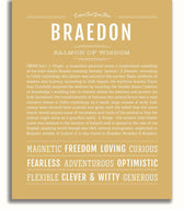 Braedon Personalized Name Meaning Art Prints – Name Stories
