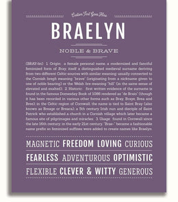 Braelyn | Name Art Print – Name Stories