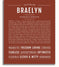 Braelyn Personalized Name Meaning Art Prints – Name Stories