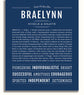 Braelynn Personalized Name Meaning Art Prints – Name Stories