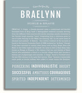 Braelynn Personalized Name Meaning Art Prints – Name Stories
