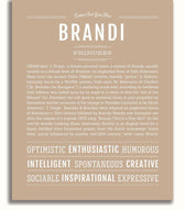 Brandi Personalized Name Meaning Art Prints – Name Stories