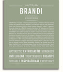 Brandi Personalized Name Meaning Art Prints – Name Stories