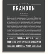 Brandon Personalized Name Meaning Art Prints – Name Stories
