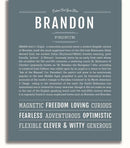 Brandon Personalized Name Meaning Art Prints – Name Stories