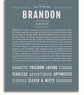 Brandon Personalized Name Meaning Art Prints – Name Stories