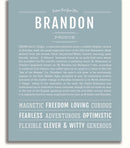 Brandon Personalized Name Meaning Art Prints – Name Stories