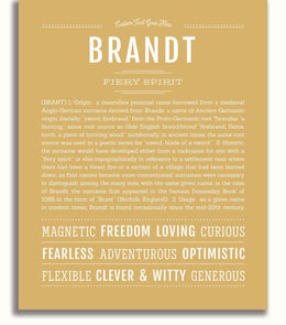 Brandt Personalized Name Meaning Art Prints – Name Stories