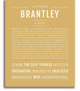 Brantley Personalized Name Meaning Art Prints – Name Stories