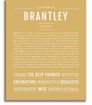 Brantley Personalized Name Meaning Art Prints – Name Stories