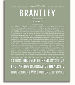 Brantley Personalized Name Meaning Art Prints – Name Stories