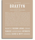 Braxtyn (female) | Name Art Print – Name Stories