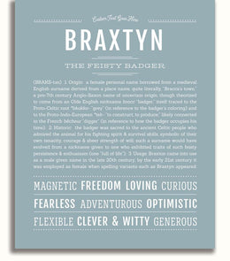 Braxtyn (female) | Name Art Print – Name Stories