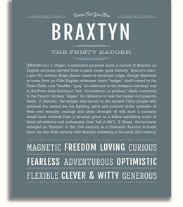 Braxtyn (male) | Name Art Print – Name Stories