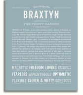 Braxtyn Personalized Name Meaning Art Prints – Name Stories