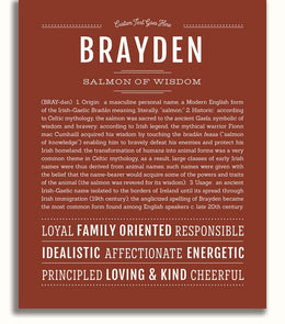 Brayden | Name Art Print – Name Stories