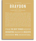 Braydon Personalized Name Meaning Art Prints – Name Stories