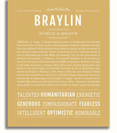 Braylin Personalized Name Meaning Art Prints – Name Stories