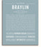 Braylin Personalized Name Meaning Art Prints – Name Stories