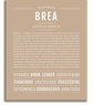 Brea Personalized Name Meaning Art Prints – Name Stories