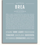 Brea Personalized Name Meaning Art Prints – Name Stories