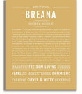 Breana Personalized Name Meaning Art Prints – Name Stories