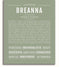 Breanna Personalized Name Meaning Art Prints – Name Stories
