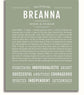 Breanna Personalized Name Meaning Art Prints – Name Stories