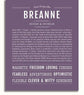 Breanne Personalized Name Meaning Art Prints – Name Stories