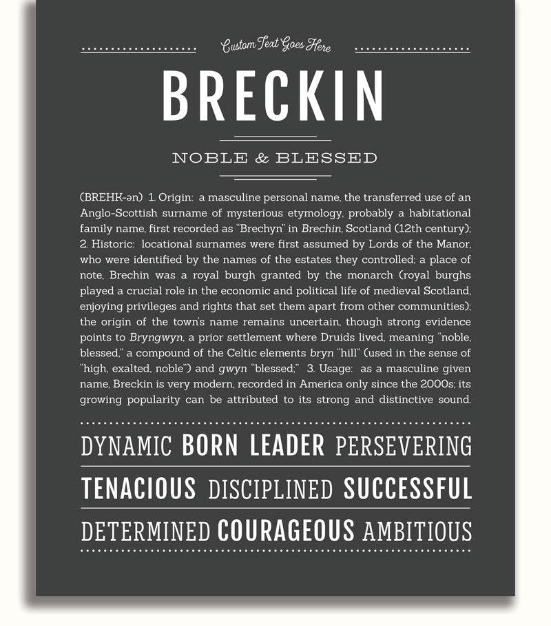 Breckin Personalized Name Meaning Art Prints – Name Stories