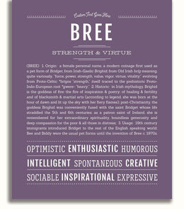Bree Personalized Name Meaning Art Prints – Name Stories