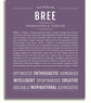 Bree Personalized Name Meaning Art Prints – Name Stories