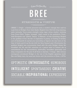 Bree Personalized Name Meaning Art Prints – Name Stories