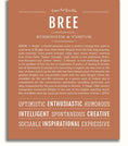 Bree Personalized Name Meaning Art Prints – Name Stories