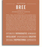 Bree Personalized Name Meaning Art Prints – Name Stories