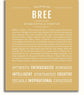 Bree Personalized Name Meaning Art Prints – Name Stories