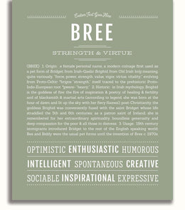 Bree Personalized Name Meaning Art Prints – Name Stories