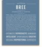 Bree Personalized Name Meaning Art Prints – Name Stories