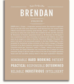 Brendan Personalized Name Meaning Art Prints – Name Stories