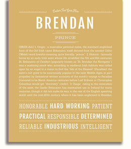 Brendan Personalized Name Meaning Art Prints – Name Stories