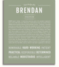 Brendan Personalized Name Meaning Art Prints – Name Stories
