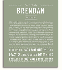 Brendan Personalized Name Meaning Art Prints – Name Stories
