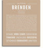 Brenden Personalized Name Meaning Art Prints – Name Stories