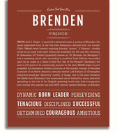 Brenden Personalized Name Meaning Art Prints – Name Stories