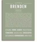 Brenden Personalized Name Meaning Art Prints – Name Stories