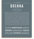 Brenna Personalized Name Meaning Art Prints – Name Stories