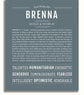 Brenna Personalized Name Meaning Art Prints – Name Stories