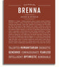 Brenna Personalized Name Meaning Art Prints – Name Stories